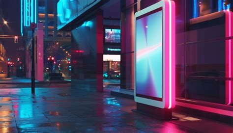 A Cuttingedge Modern Public Information Kiosk With A Neon Touchscreen Display Perfect Showcasing