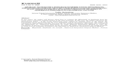 Aplikasi Matematika Integrasi Numerik Untuk Kursortrunojoyoacidwp Contentuploads2009102