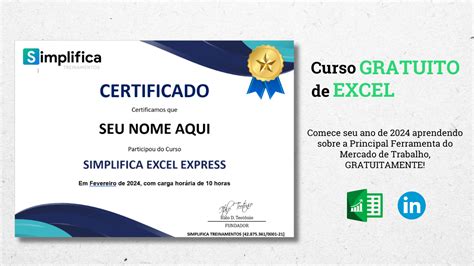 Curso Gratuito De Excel Com Certificado E Material Didático