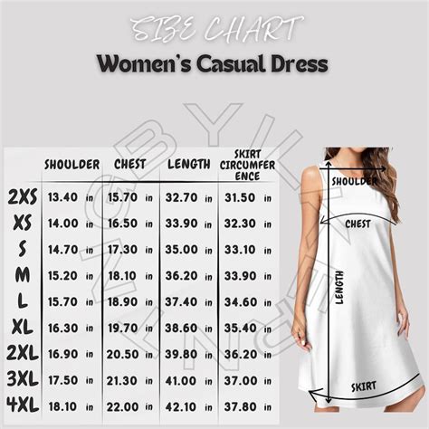 Casual Dress Size Chart Size Chart For Womens Casual Dress Aop