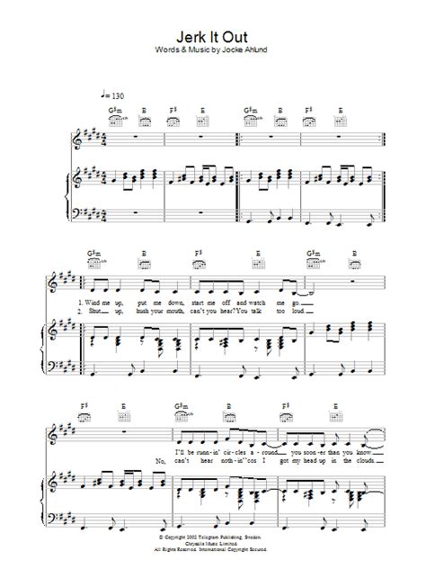 Download The Caesars Jerk It Out Sheet Music Chords Lyrics Rock