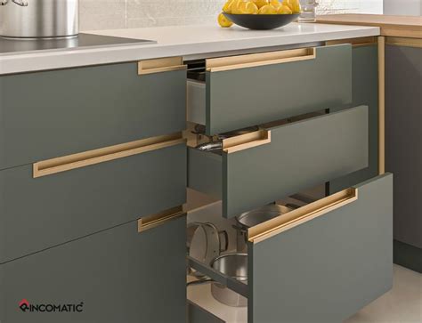 Rincomatic Profile Handle Brass Hardware Kitchen Design Gray Kitchen