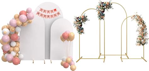 Mysweety Set Of 3 Metal Arch Backdrop Stand And Cover Set