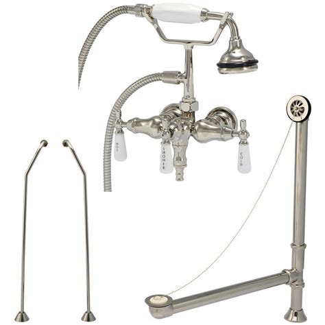 Clawfoot Tub Wall Mount Downspout Faucet With Handshower Tub Drain