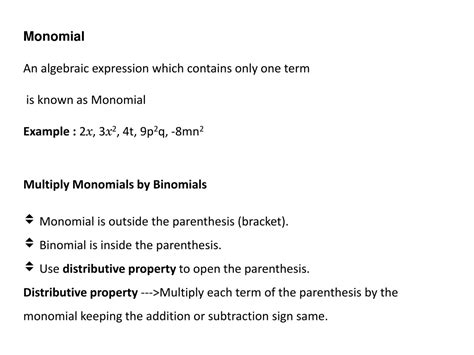 Ppt Multiplying Monomial With Binomial Step By Step Examples