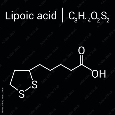 Chemical Structure Of Lipoic Acid C8h14o2s2 Stock Vector Adobe Stock