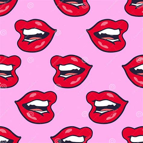 Pattern Of Female Lips In Pop Art Style For Print And Design Vector