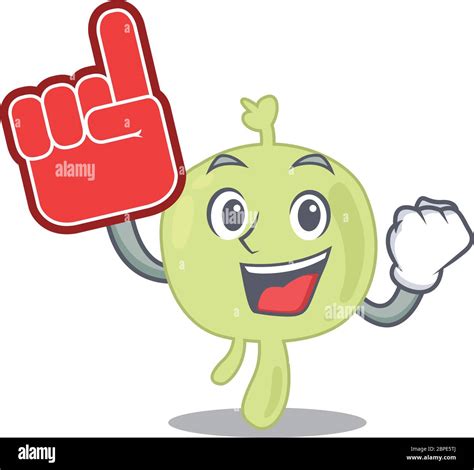 Lymph Node In Cartoon Drawing Character Design With Foam Finger Stock