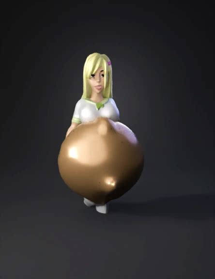 3d Model Girl In White Uniform Holding Oversized Orange Ball Blonde Hair