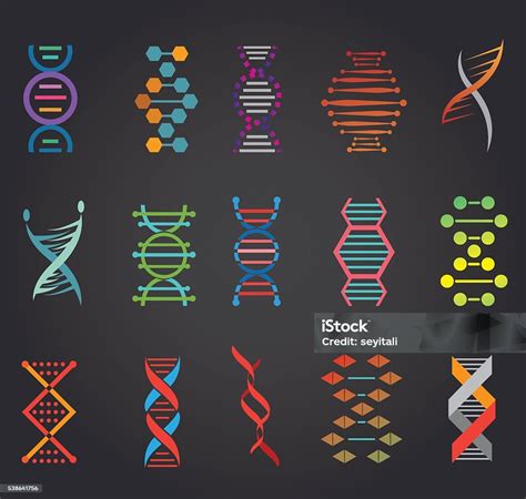 Dna Elemen Genetik Dan Koleksi Ikon Ilustrasi Stok Unduh Gambar