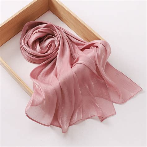 Organza Silk Hijab Peach Scarfs N Scarf