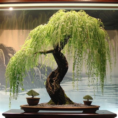 Weeping Willow Bonsai Tree Elegant Indoor Bonsai Plant Premium Ai
