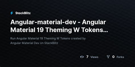 Angular Material Dev Angular Material 19 Theming W Tokens Forked