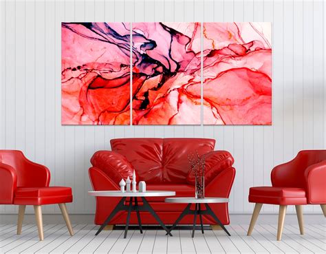 Abstract Canvas Print Red Wall Art Bedroom Wall Decor Modern Etsy