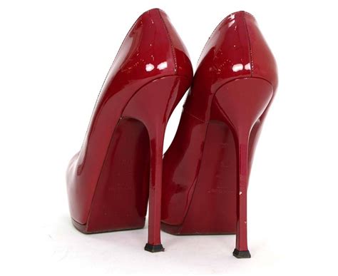 Yves Saint Laurent Ysl Red Patent Tribtoo Pumps Sz 37 5 For Sale At