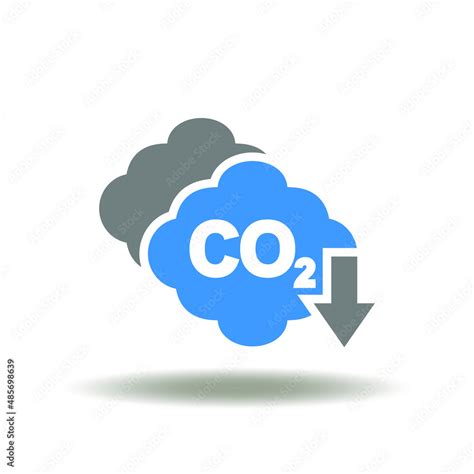 Vector Illustration Of Cloud With Co2 And Arrow Down Symbol Of Carbon Dioxide Reduction Icon