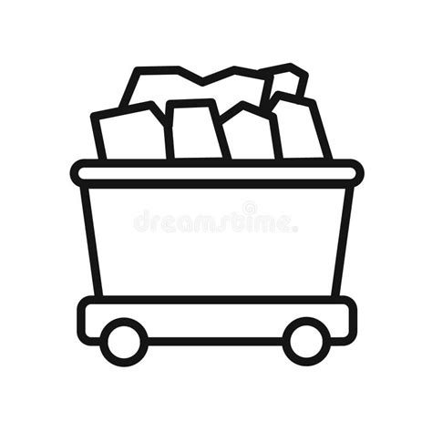 Mining Cart Icon Black And White Vector Sign Stock Vector Illustration Of Line Cart 326703448