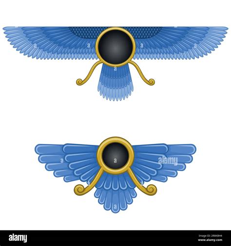 Vector Design Of Faravahar Symbol Winged Solar Disk Zoroastrian