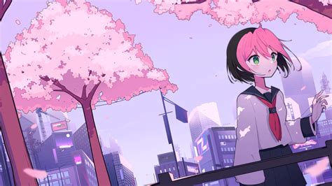 Osu Hd Wallpaper Vibrant Sakura Cityscape With Anime Vibes