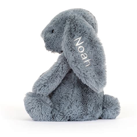 Personalized Bashful Dusky Blue Bunny Medium Official Jellycat