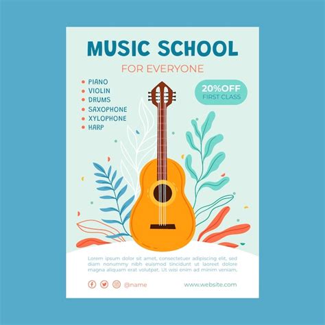 Premium Vector Hand Drawn Music School Poster