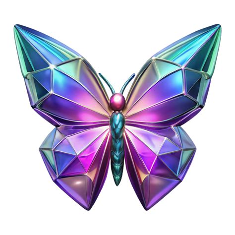 Iridescent Gem Butterfly 3d Render 56261772 Png