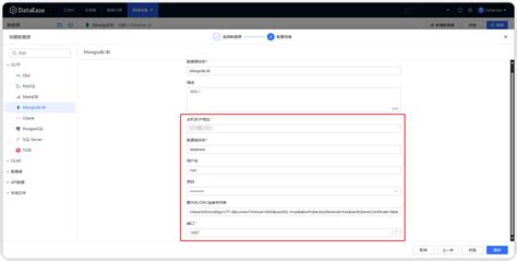 配置 Mongodb Bi 数据源 Dataease 文档