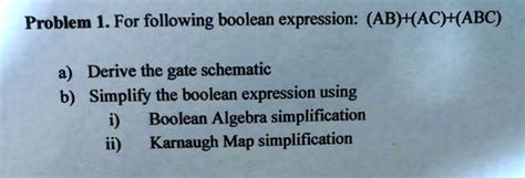 Problem 1 For Following Boolean Expression Abacabc A Derive