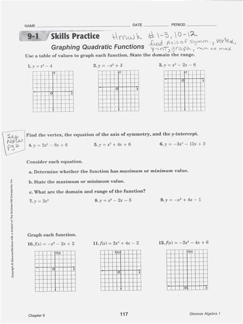 Practice Worksheet Graphing Quadratic Functions In Vertex Form Answer Key — Db