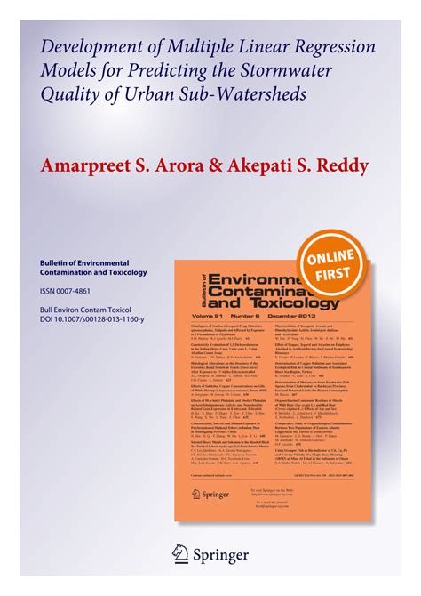 Pdf Development Of Multiple Linear Regression Models For Predicting The Stormwater Quality Of