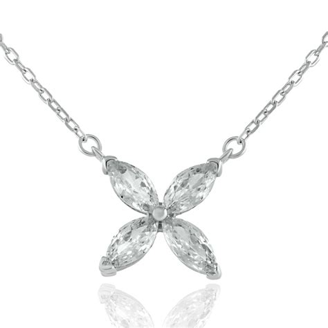 Фино Сребърно Колие Цвете от Циркони