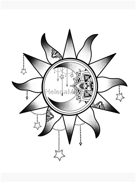 Sun And Moon Mandala Sacred Geometry Forms With Eye Moon And Sun
