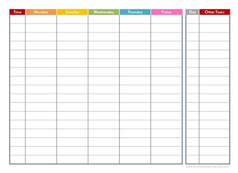 Blank Schedule Chart