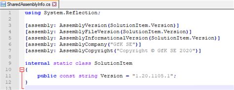 Build Update Assemblyinfo Const Variable Stack Overflow