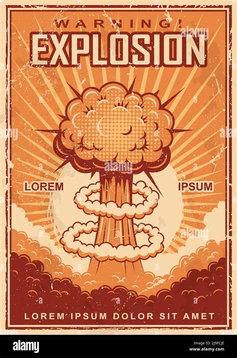 Vintage Explosion Poster On A Grunge Background Stock Vector Image