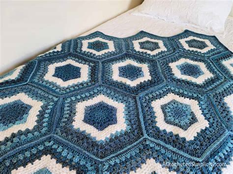 Sea Glass Hexagon Afghan Free Crochet Blanket Pattern A Crocheted