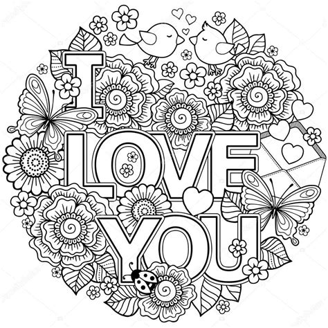 Te Quiero Te Quiero Vector Para Colorear Página Para Adultos Marco Más Redondo Hecho De