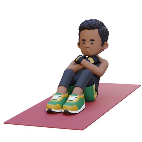 Perfect Abs 3d Sporty Male Character Mastering The Standard Crunch At The Gym 26469881 Png