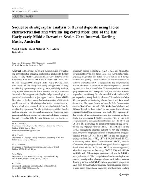 Pdf Sequence Stratigraphic Analysis Of Fluvial Deposits Using Facies Characterization And
