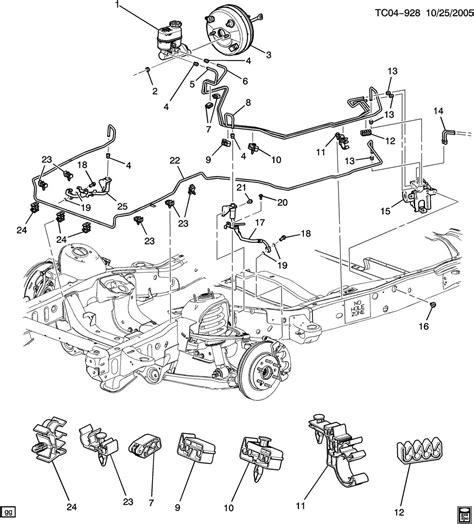 A Detailed Diagram Of The Brake Line System In A 2004 Gmc Sierra 1500