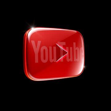 Youtube Logo With 3d Render Glossy Glass Material Radiant Glow Red And