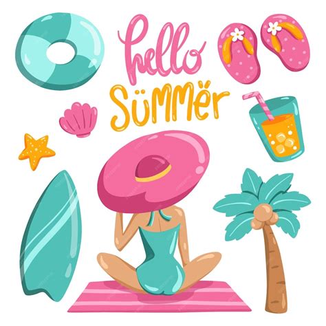 Premium Vector Set Of Cute Summer Elements Clip Art