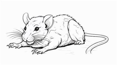 Cartoon Dead Rat Line Art Illustration Premium Ai Generated Vector