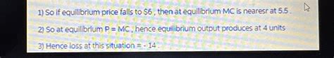 Solved So If Equilibrium Price Falls To 6 ﻿then At