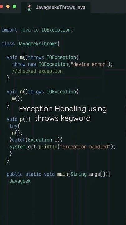 Java Exception Handling Using Throws Keyword Java Javaprogramming