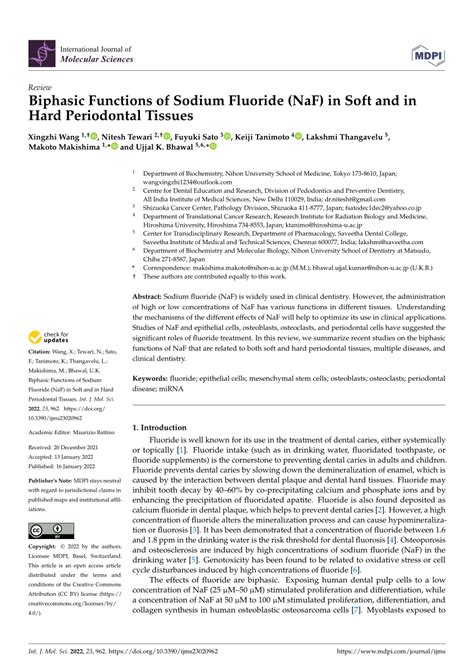 Pdf Biphasic Functions Of Sodium Fluoride Naf In Soft And In Hard
