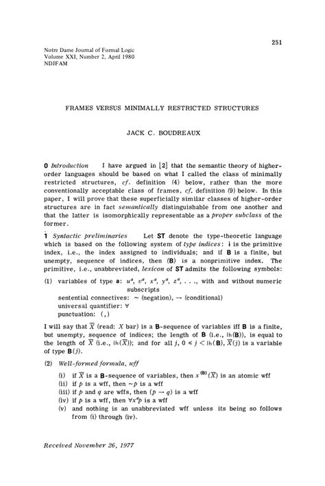 pdf frames versus minimally restricted structures