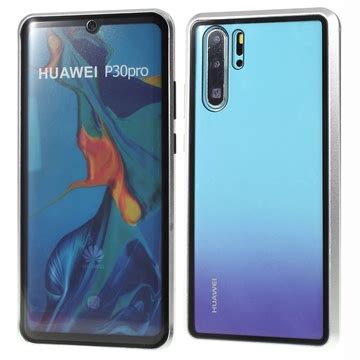 Huawei P30 Pro Magnetic Case With Tempered Glass Silver
