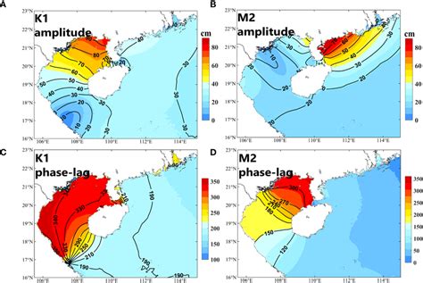 Cotidal Charts Of A B Tidal Amplitude Cm And C D Phase Lag Download Scientific Diagram