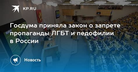 Госдума приняла закон о запрете пропаганды ЛГБТ и педофилии в России Kp Ru